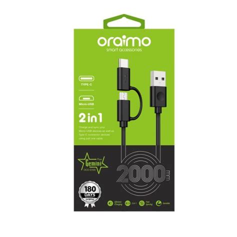 Buy Oraimo 2 In 1 Type C Micro USB Data Cable Online Get Free Delivery McSteve Nigeria