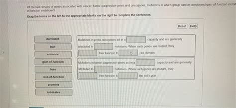 Solved Of The Two Classes Of Genes Associated With Cancer