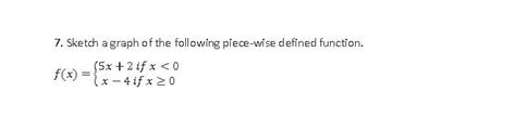 Solved Sketch A Graph Of The Following Piece Wise Defined Chegg Com