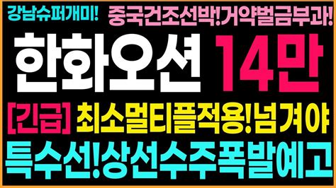 한화오션 주가 전망 14만원돌파급하게나온다절대매수대응중국건조선박과징금특수선군함상선수주폭발한다 Youtube