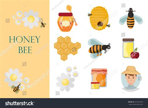 Vektor Stok Icons Apiaries Bee Vector Bee Flying Tanpa Royalti