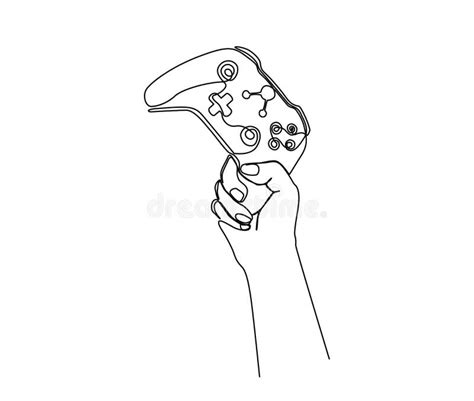 Continuous One Line Drawing Of Hand Holding Game Controller Hand Holds Joysticks Or Gamepads