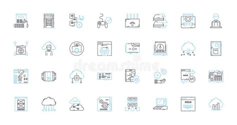 Big Data Linear Icons Set Analytics Algorithms Business Cloud Cluster Data Insights Line