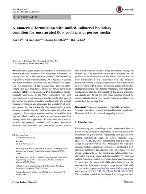 pdf a numerical formulation with unified unilateral boundary