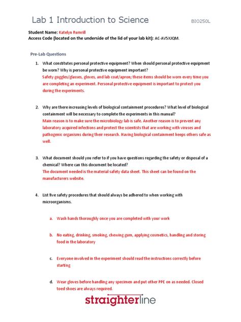 Lab 1 Straighterline Microbiology Pdf Personal Protective Equipment Ph