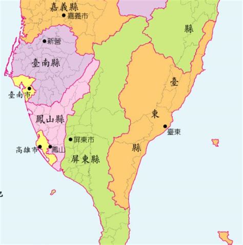 划分为22个地区的台湾省