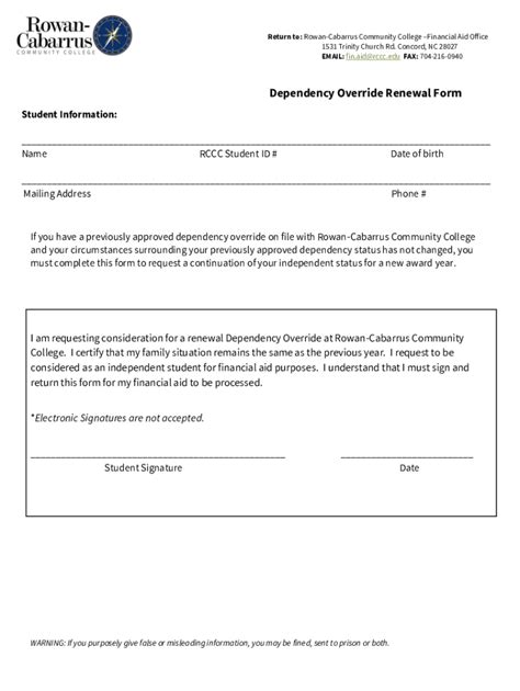 fillable online dependency override renewal form fax email print