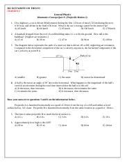 Kinematics Concept Quiz VERSION C DO NOT WRITE ON THIS VERSION C