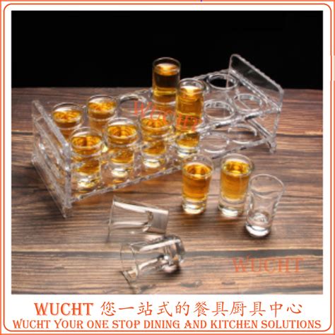 【wucht】12 Holes Acrylic Shooter Rack Clear Acrylic Shot Glass Holder Rack Bar Ware Whisky Cup