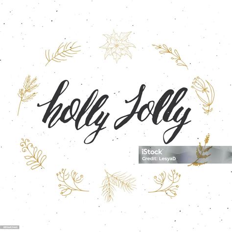 메리 크리스마스 붓글씨 레터링 홀리 졸리입니다 인쇄 상의 인사 디자인입니다 휴일 인사말에 대 한 서 예 글자입니다 손으로 그린
