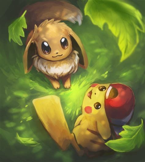 Cute Eevee And Pikachu