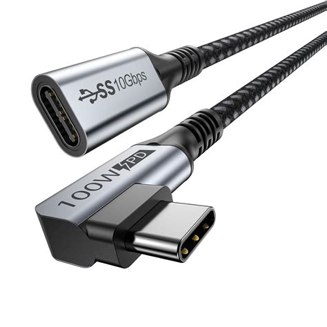 Amazon Com USB C Extension Cable USBC Right Angle Extender Cord FT USB Gbps Male To