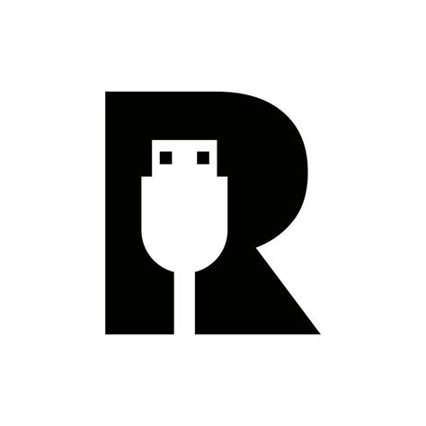Initial Letter R Usb Symbol Design Computer Connection Usb Cable Icon Vector 19494206 Vector
