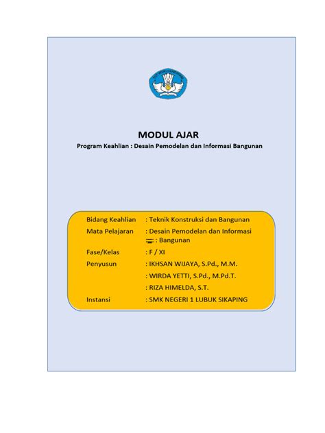 Modul Ajar Desain Pemodelan Dan Informasi Bangunan Menggambar Denah 2d Fase F Pdf