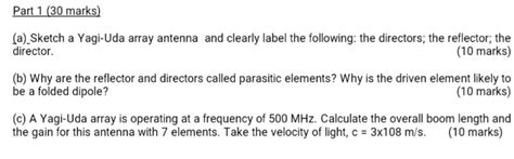 Part 1 30 Marks A Sketch A Yagi Uda Array Antenna
