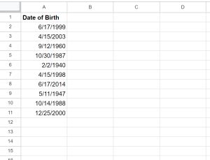 Google Sheets How To Calculate Age From Date Of Birth