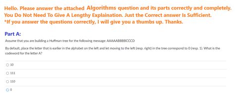 Solved Hello Please Answer The Attached Algorithms Question Chegg