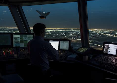 Premium Ai Image Working As An Air Traffic Controller