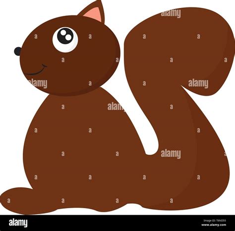 A Small Cute Squirrel Which Is Fat With Big Tail Vector Color Drawing Or Illustration Stock