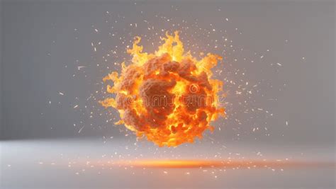 Fiery Orb A Digital Rendering Of An Exploding Sphere Of Fire Stock
