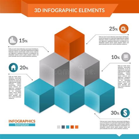 3d Infographics Pyramid Of Cubes Chart Stock Vector Illustration Of