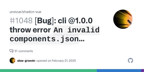 Bug Cli 100 Throw Error `an Invalid Componentsjson File Was Found` In Project Initialized