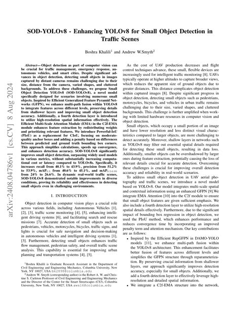 Pdf Sod Yolov8 Enhancing Yolov8 For Small Object Detection In Traffic Scenes