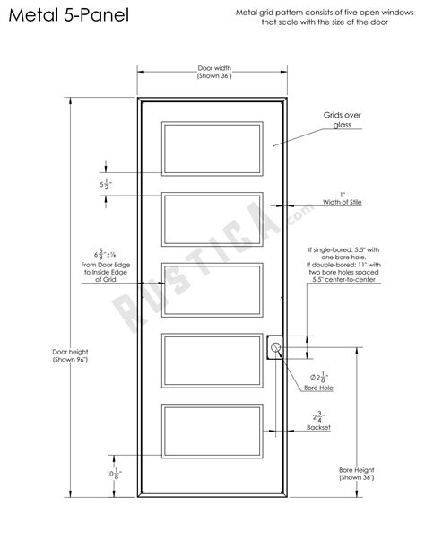 Metal 5 Panel Exterior Door Rustica