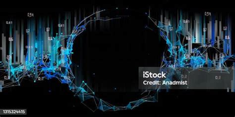 다각형 그리드 선 및 분석 데이터를 사용하여 추상적 배경 빅 데이터 비즈니스 기술 및 과학 미래 시각화 가상현실에 대한 스톡