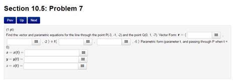 Solved Find The Vector And Parametric Equations For The Line Chegg