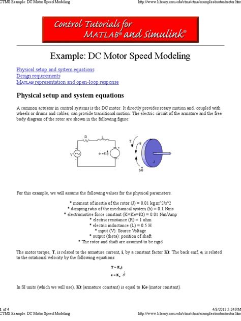 Dc Motor Speed Modeling Pdf Electric Motor Systems Theory