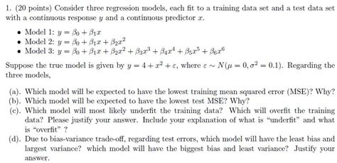 Solved Points Consider Three Regression Models Each Chegg