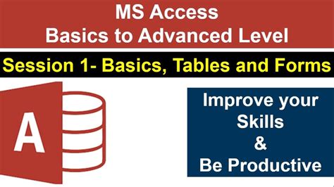 Ms Access Basics To Advancedsession 1 The Basics Tables And Forms