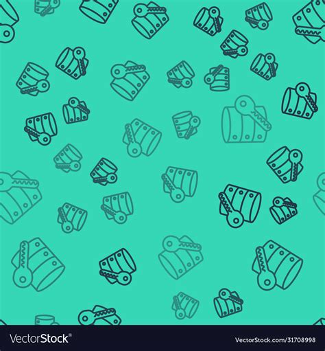 Black Line Server Security With Key Icon Isolated Vector Image