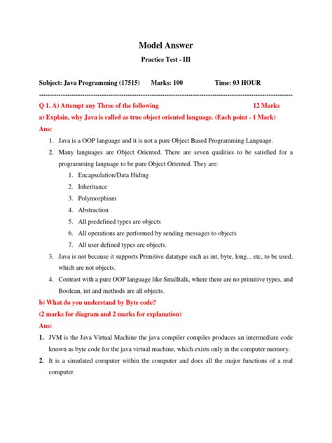 Jpr Iii Model Answer Download Free Pdf Inheritance Object Oriented
