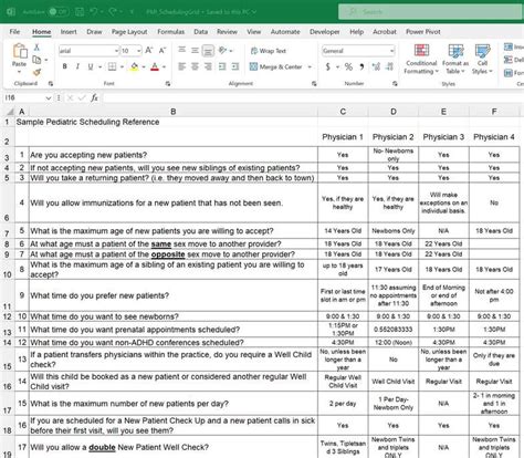 Provider Scheduling Grid