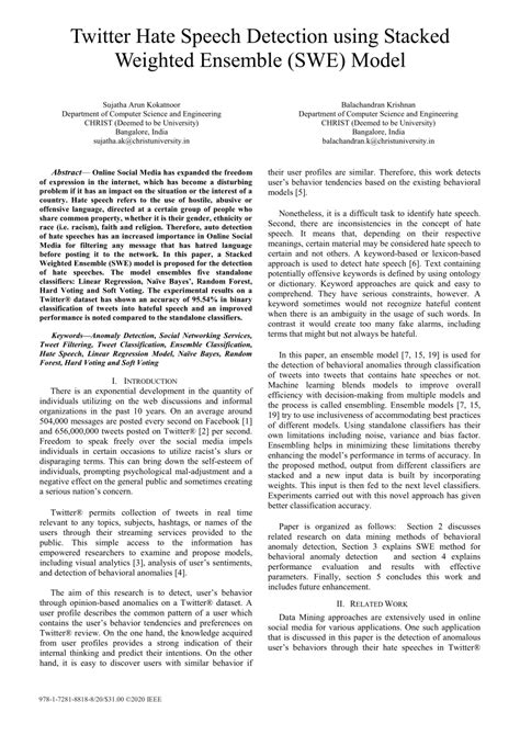 Pdf Twitter Hate Speech Detection Using Stacked Weighted Ensemble