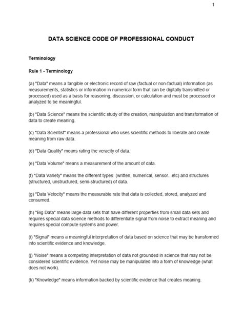 Data Science Code Of Professional Conduct Terminology Pdf