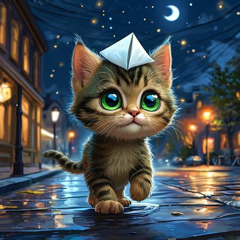 «Мультяшный милый зеленоглазый котенок … — видео создано в Шедевруме