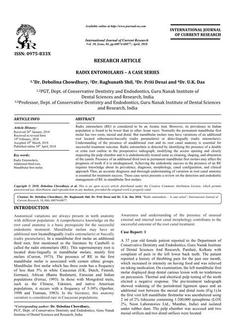 Pdf Radix Entomolaris