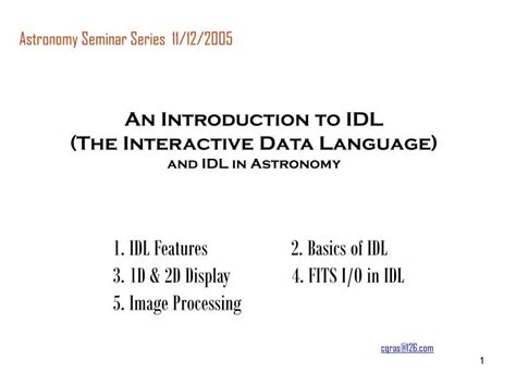 PPT An Introduction To IDL The Interactive Data Language And IDL In Astronomy PowerPoint