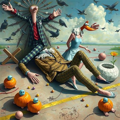 Whimsical Cartoon Figures In Surreal Caricature Pa Ai Art