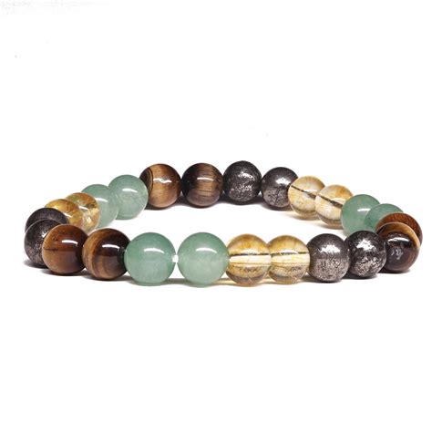 Money Wealth Success Bracelet Set Pyrite Green Aventurine Tiger Eye