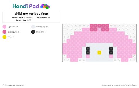 Chibi My Melody Face Fuse Bead Pattern Kandi Pad Kandi Patterns Fuse Bead Patterns Pony