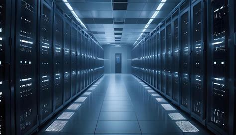 Premium Vector Server Room With Rows Of Servers