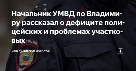 Начальник УМВД по Владимиру рассказал о дефиците полицейских и проблемах участковых