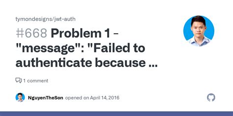 problem 1 message failed to authenticate because of bad