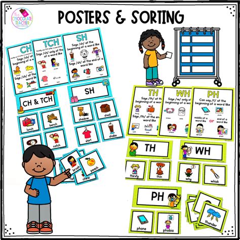 Digraphs Phonics Worksheets Centers Ch Sh Th Ph Wh Bundle Made