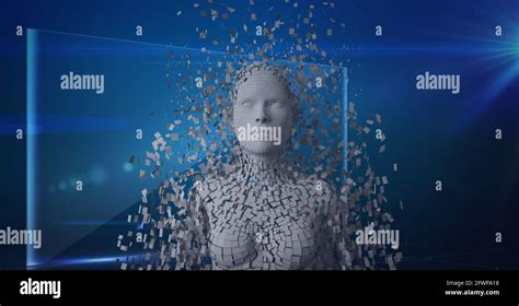 Composition Of Exploding Human Bust Formed With Grey Particles And