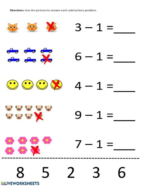 subtracting 1 worksheet live worksheets worksheets library
